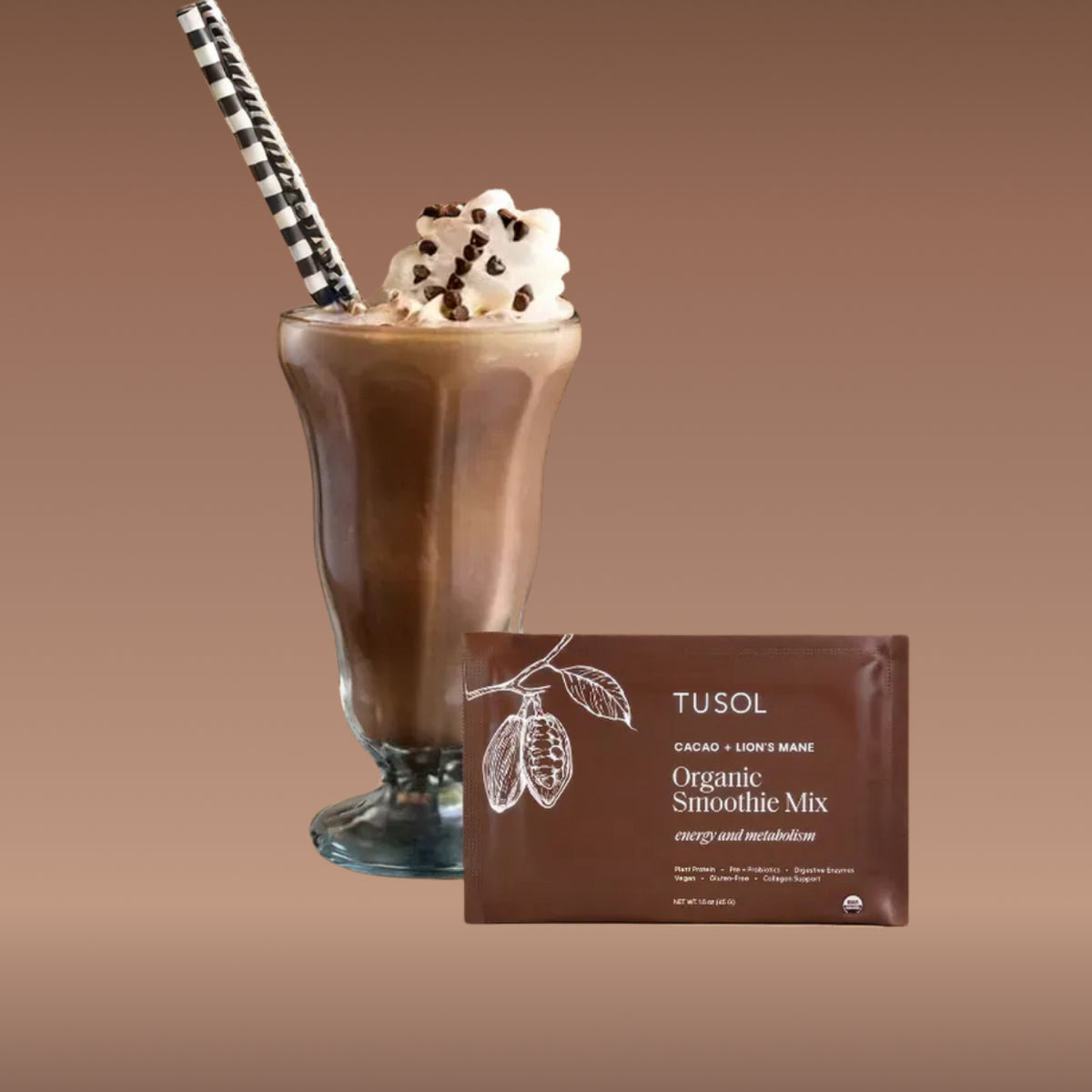 Organic Cacao + Lion's Mane Smoothie Packet - TUSOL Wellness